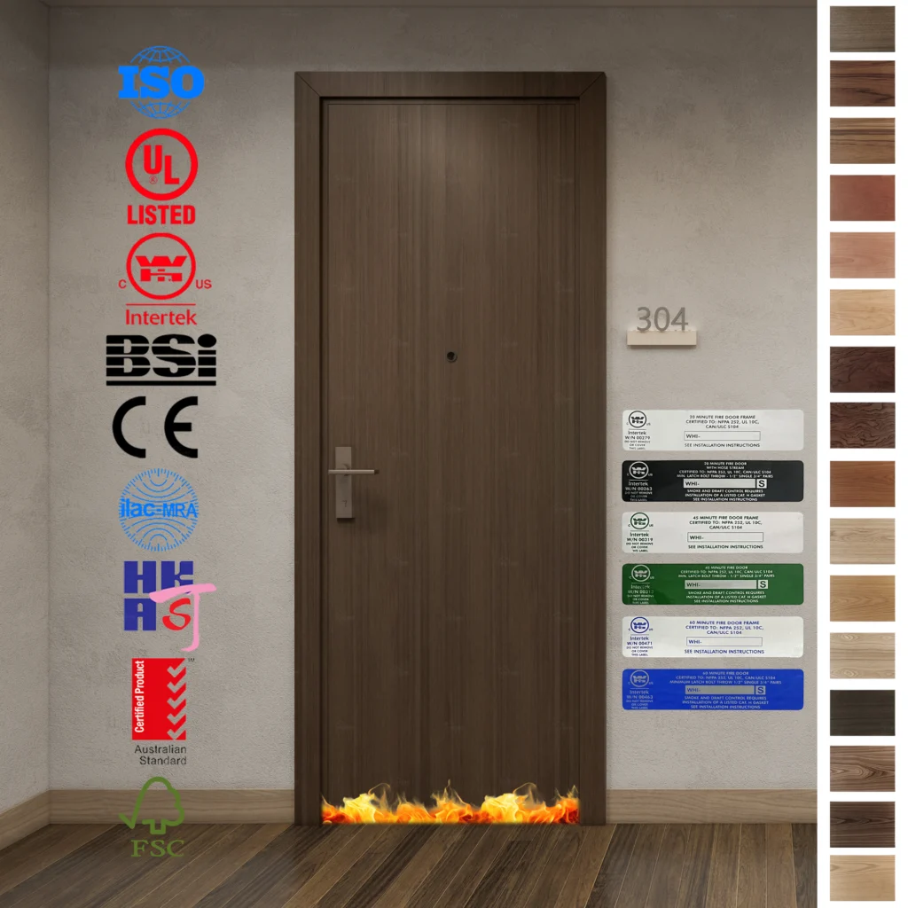 Fire Rated Door – Custom Walnut Modern Interior Solid Fire Door