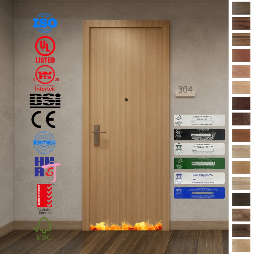 Fire Rated Door: UL WH Listed Plywood Interior Door for Apartment