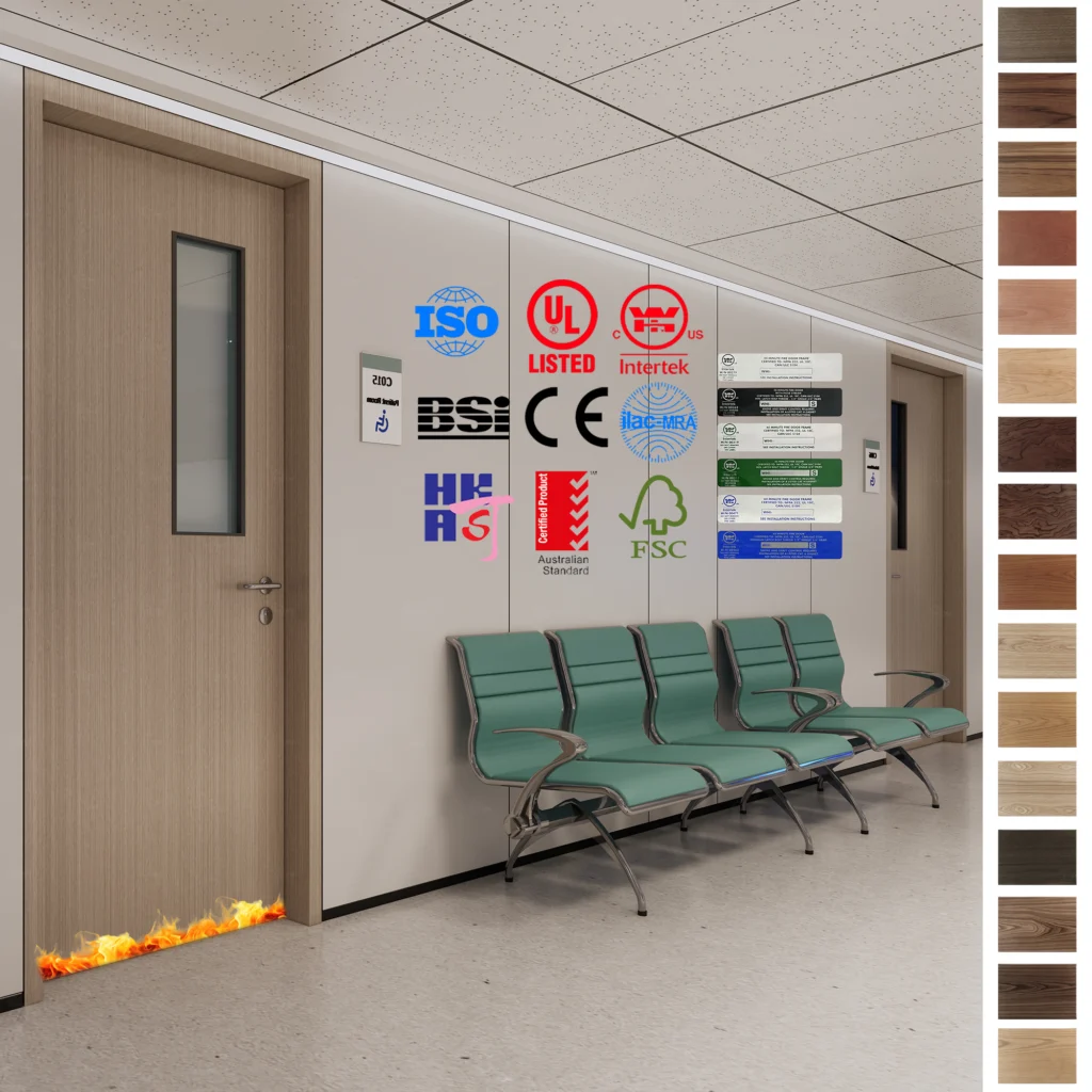 Pintu Tahan Api - Pintu Rumah Sakit Kayu Standar UE Berkualitas Tinggi