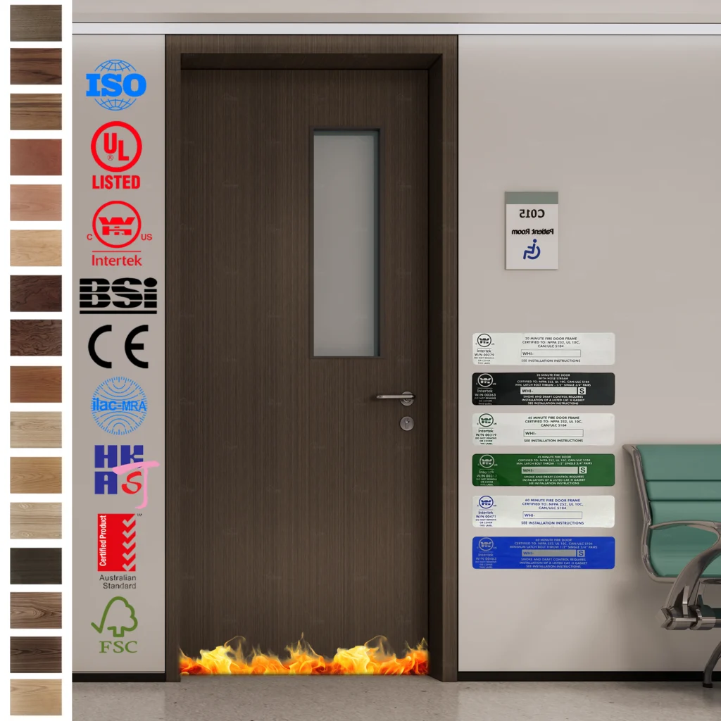 Fire Rated Door for Hospitals with CE EN Certified Smoke Control