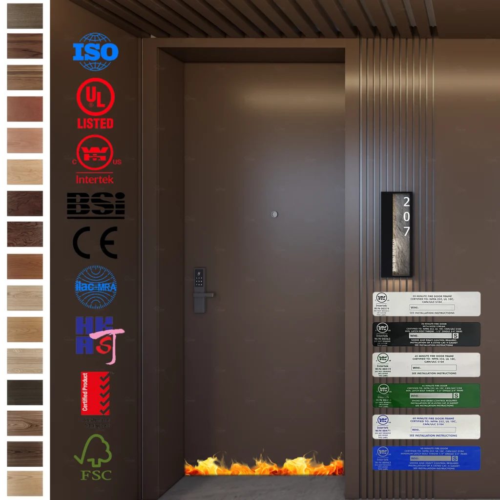 Fire Rated Door for Hotels, CE EN Certified & BS Listed Design