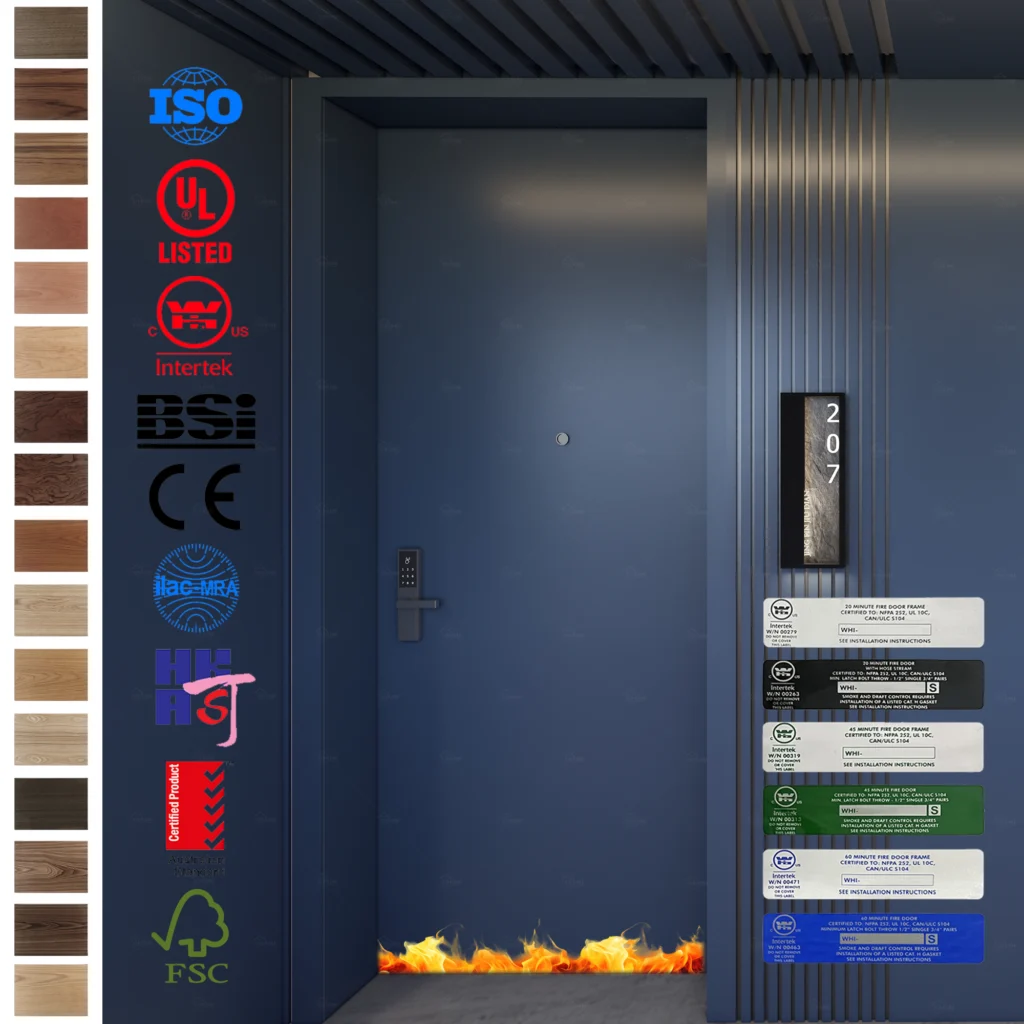 Fire Rated Door UL WH Certified for Hotel Guest Room Entry