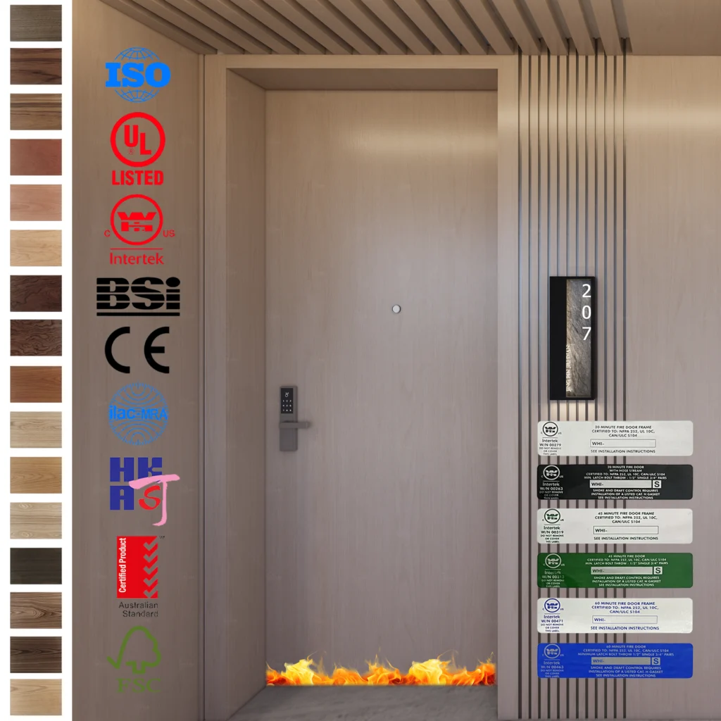 Fire Rated Door – UL WH Certified MDF for Hotel Room Projects