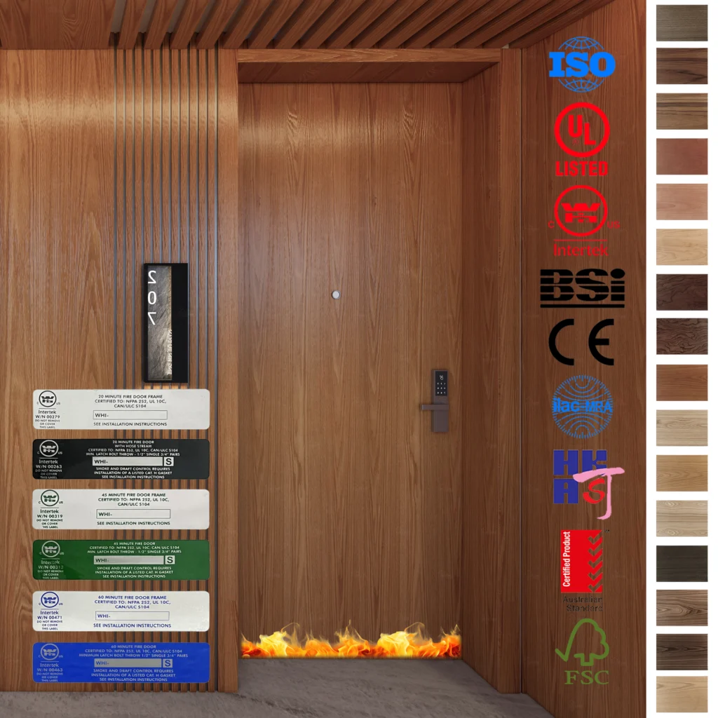 Fire Rated Door FD30 FD60 BS Certified Fireproof Hotel Doors