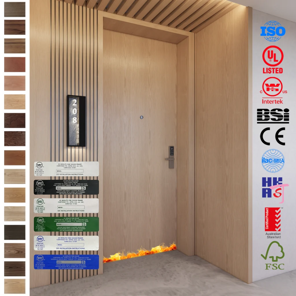 Fire Rated Door EN Certified Soundproof Design for Hotel Rooms