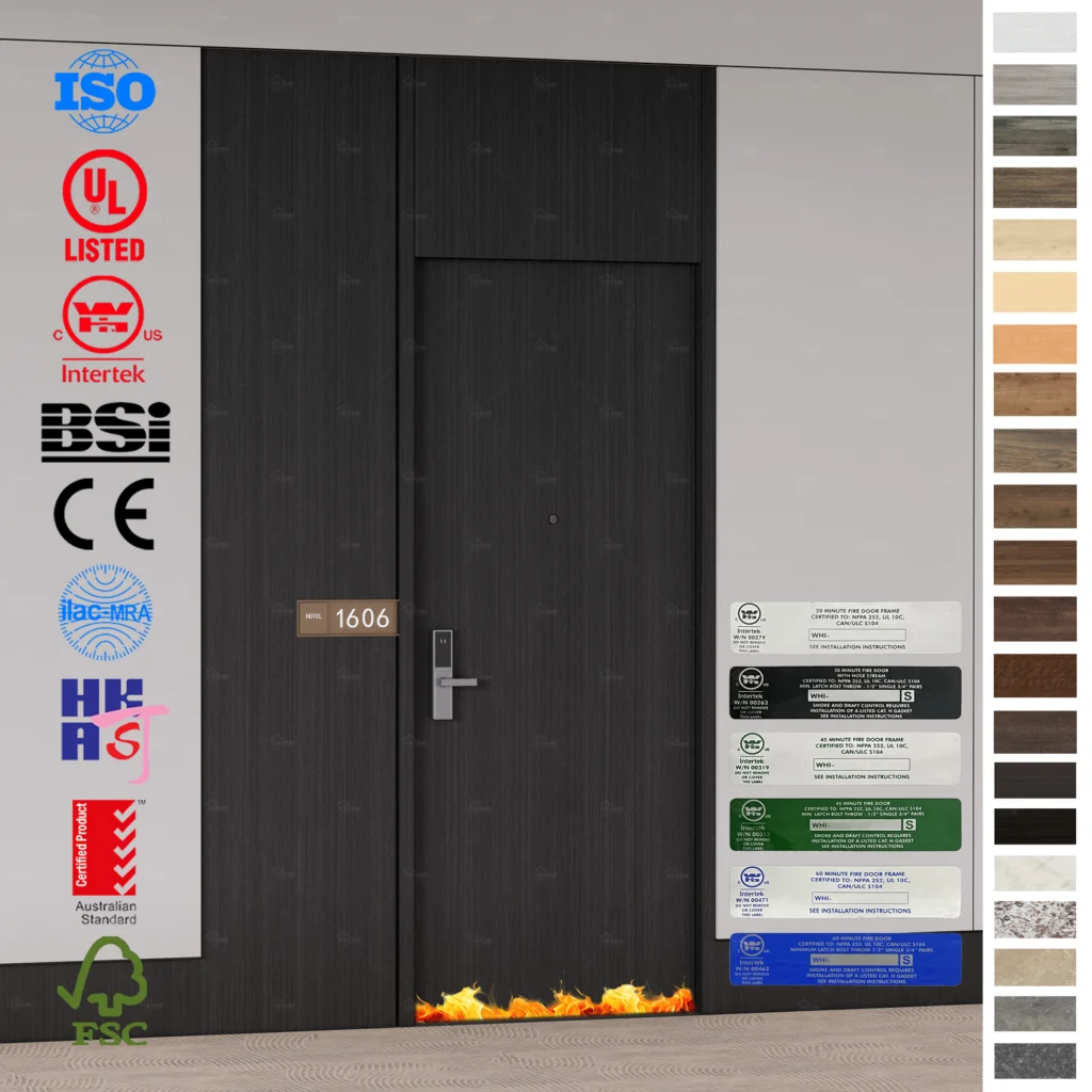 Supplier ng Fire Rated Door UK HPL Wood Soundproof na Mga Pinto ng Hotel