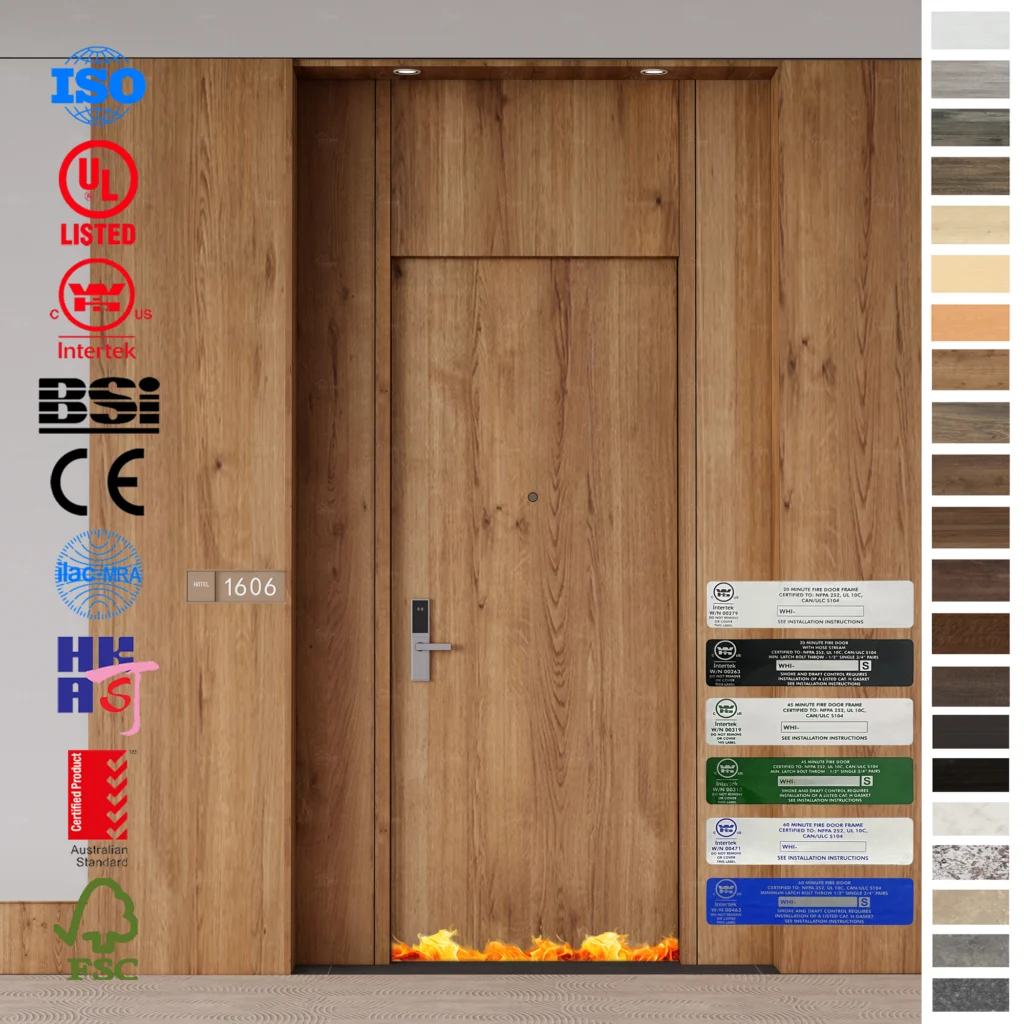 Porte coupe-feu Oman HPL Chambre d'hôtel moderne Porte coupe-feu en bois