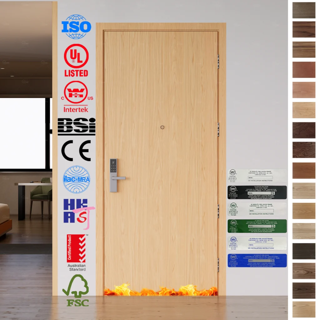 Tulekindlad uksed HPL helikindlad hotellilahendused EN1634-1 Suurbritannia